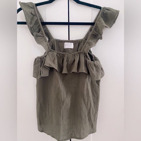 Sienna Sky | Tops | Sienna Sky Size S Olive Green Ruffle Top With ...